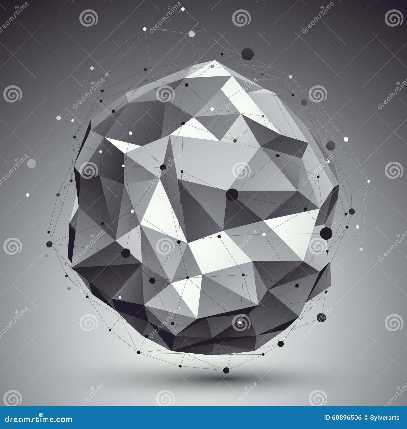 Triangular Abstract Grayscale 3D Illustration, Vector Digital Stock ...