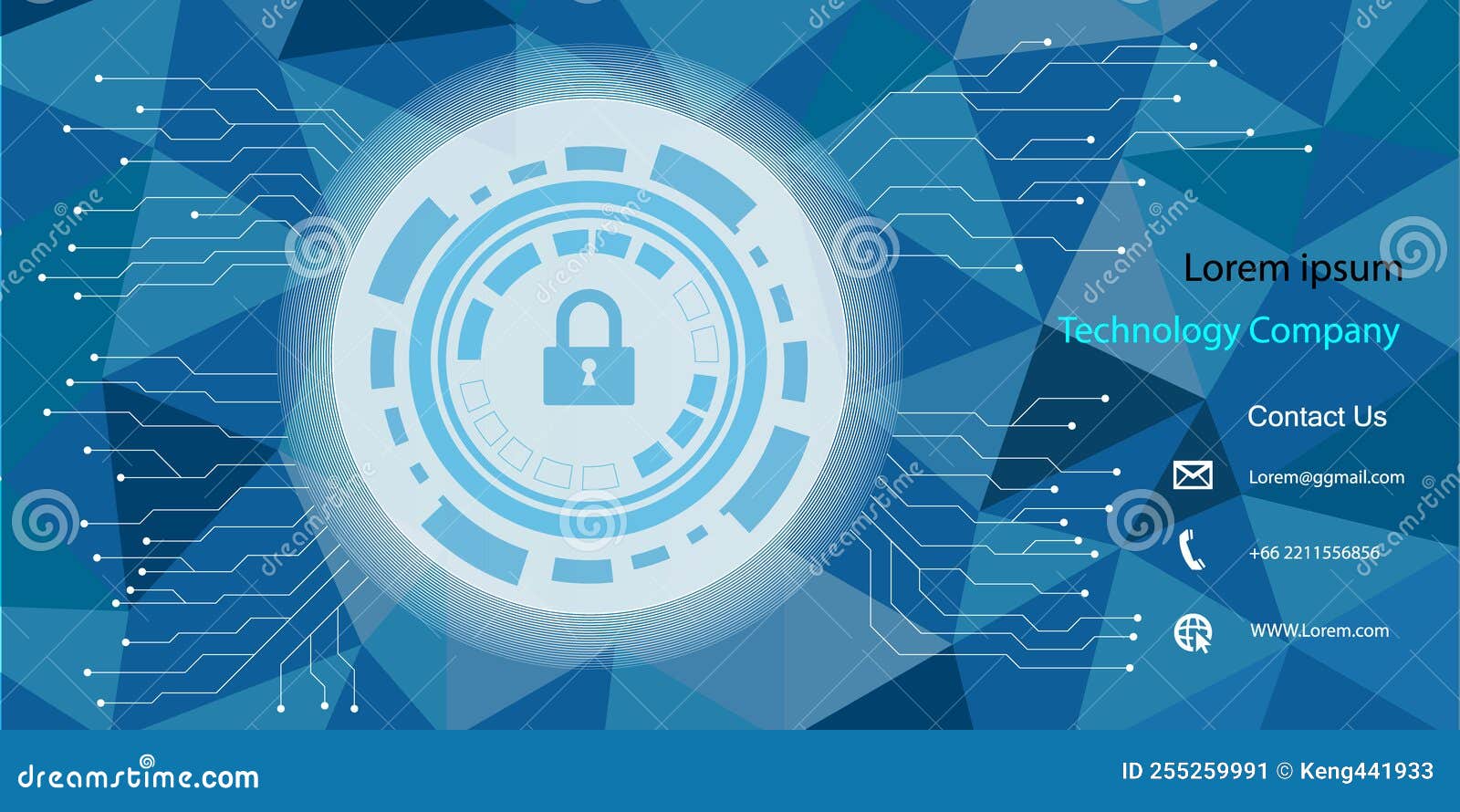 Triangular Abstract with Security Symbol Circuit Board Modern Future ...