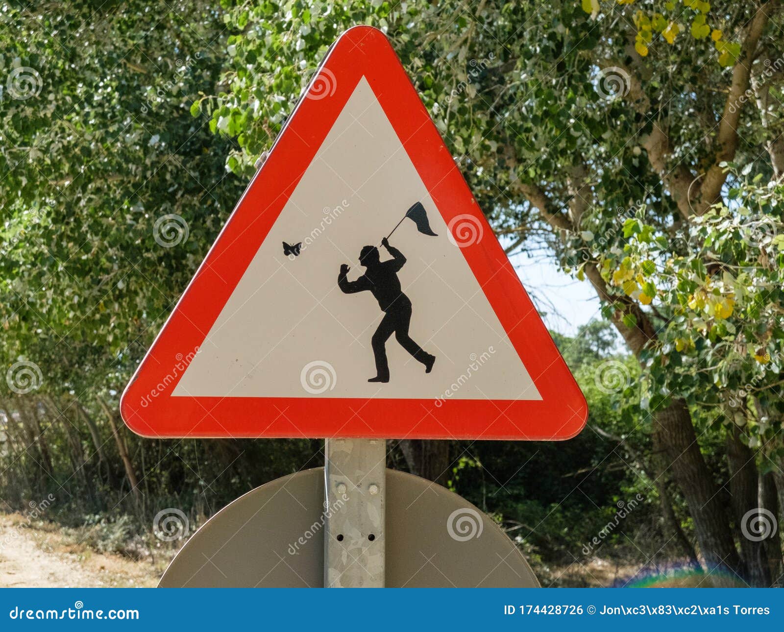 Triangular Attention Signal Butterfly Hunter Stock Photo - Image of ...