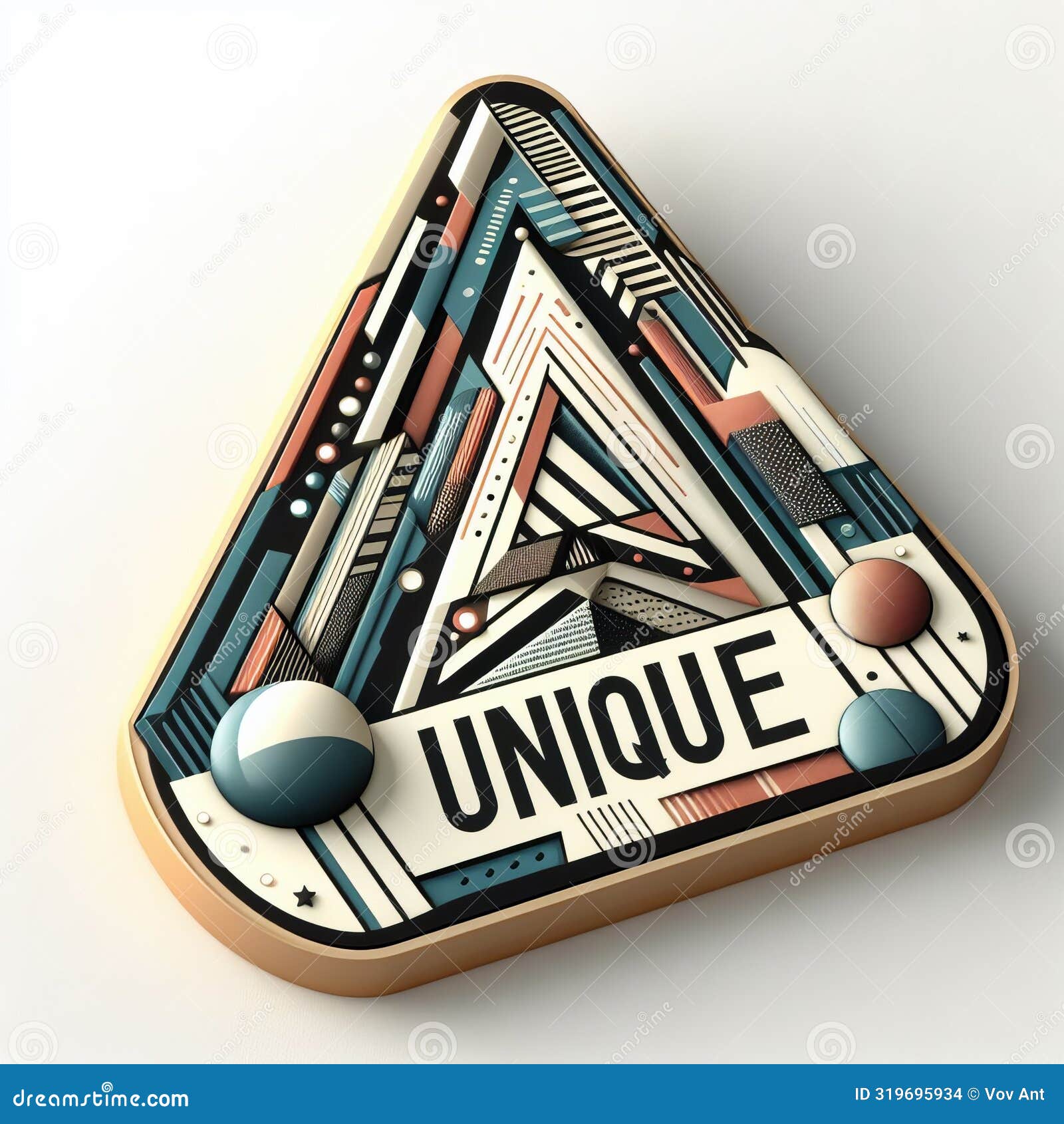 Triangular Badge with a Modern Abstract Design and the Word Ni Stock ...