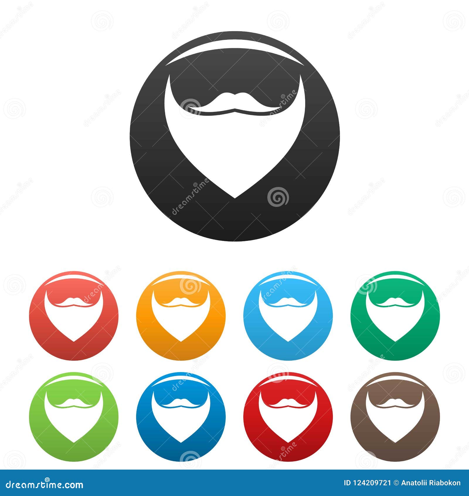 Triangular Beard Icons Set Color Stock Illustration - Illustration of ...
