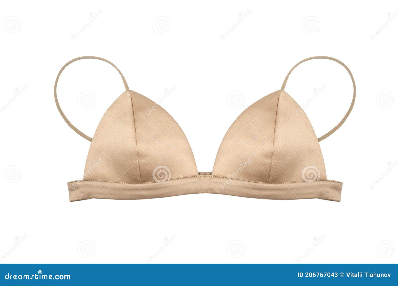 Triangular Beige Silk Bra Isolated on White, Bralette Stock Image ...