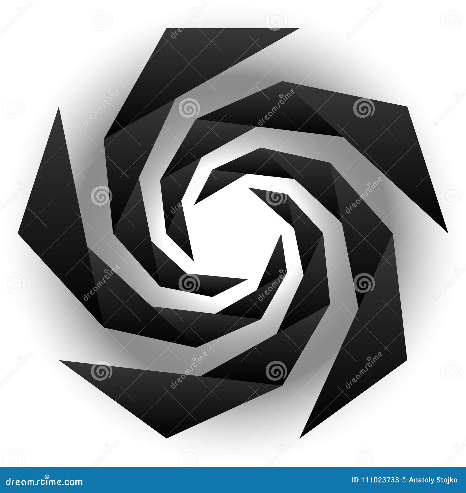 Triangular Black Twisting Form Isolated on White. Vector Background ...
