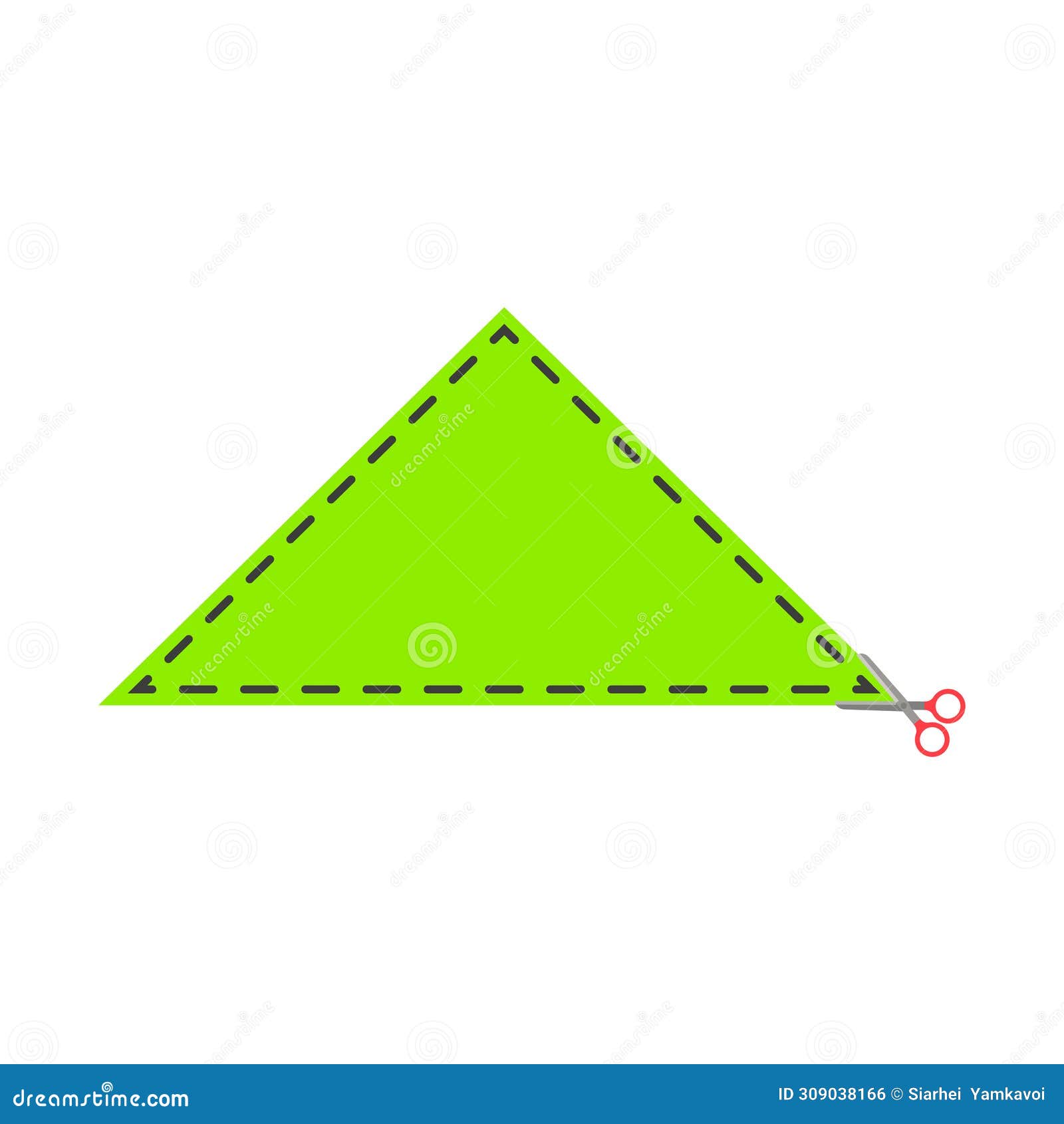 Triangular Blank Frame with Scissors and a Dotted Cut Line. Vector ...