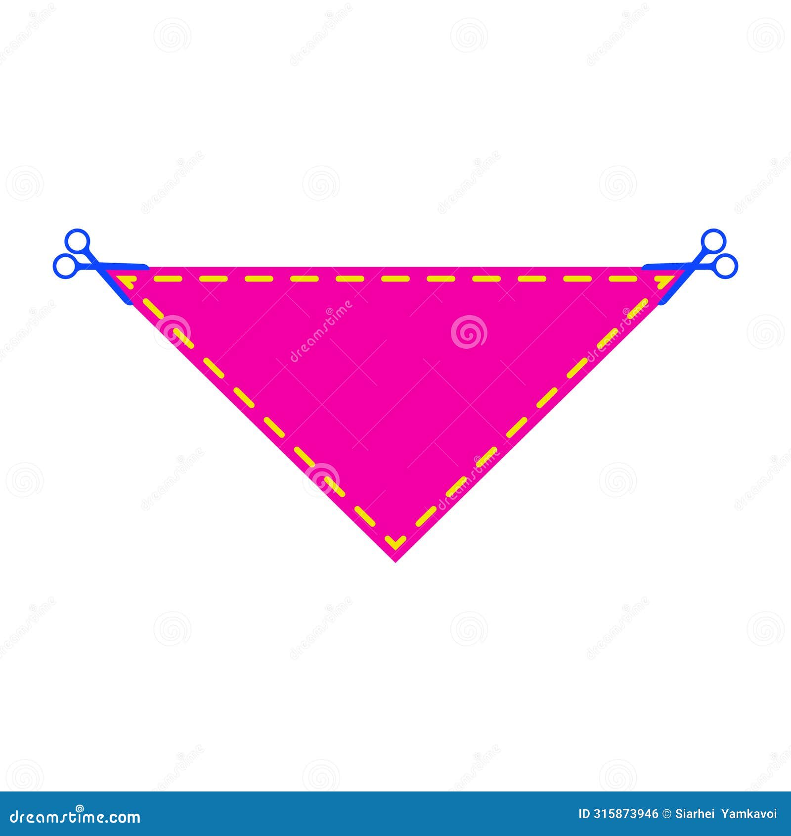 Triangular Blank Frame with Scissors and a Dotted Cut Line. Stock ...