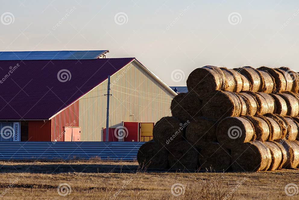 Triangular Building and Triangular Warehouse of Bales of Hay Round for ...