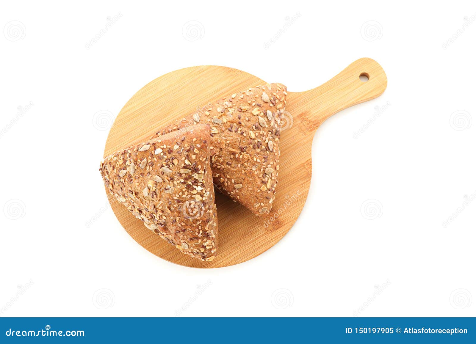 Triangular Buns on Cutting Board Isolated on White Background, Top View ...
