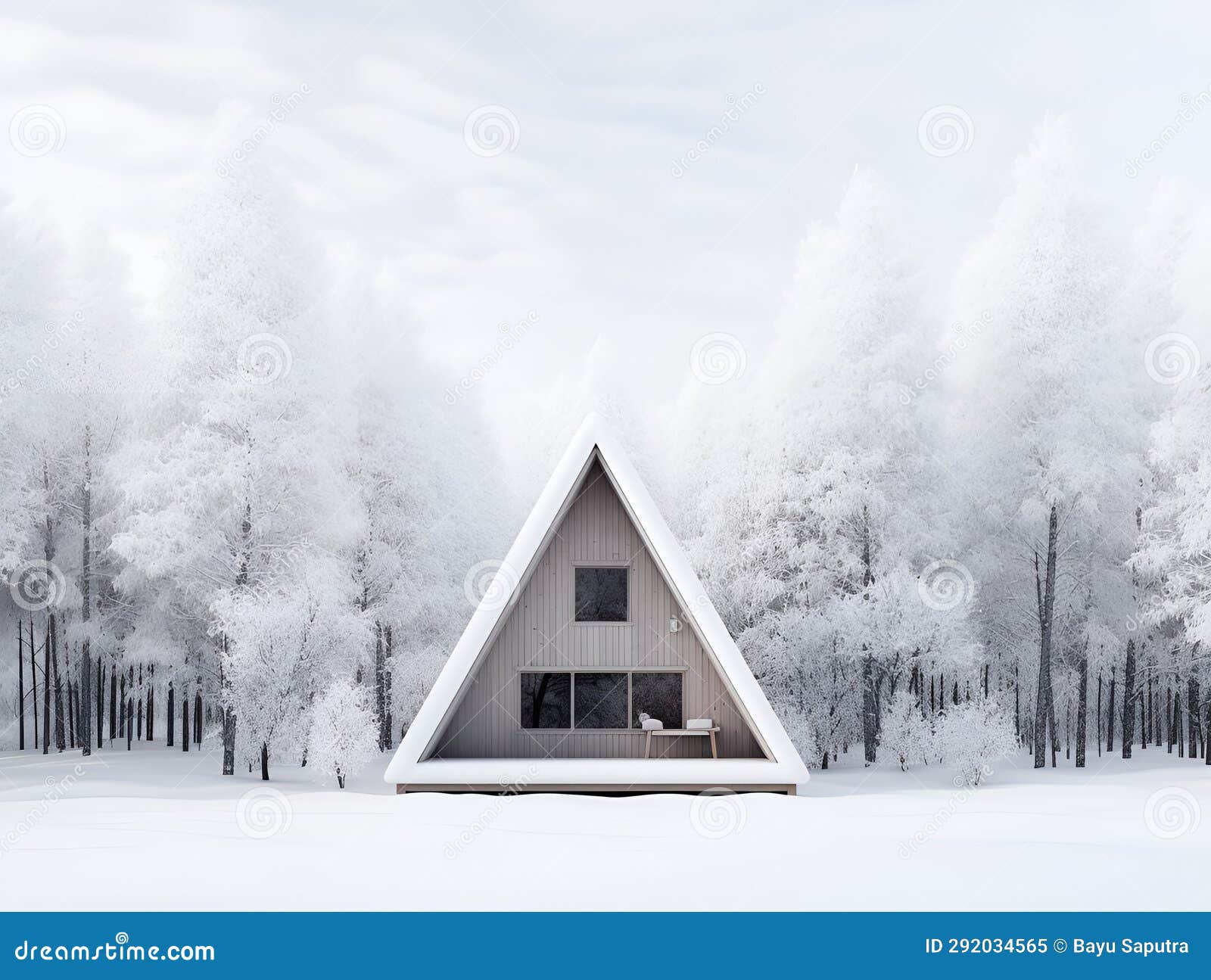 Triangular Cabin in Winter Snowy Forest, Ai Generative Stock ...