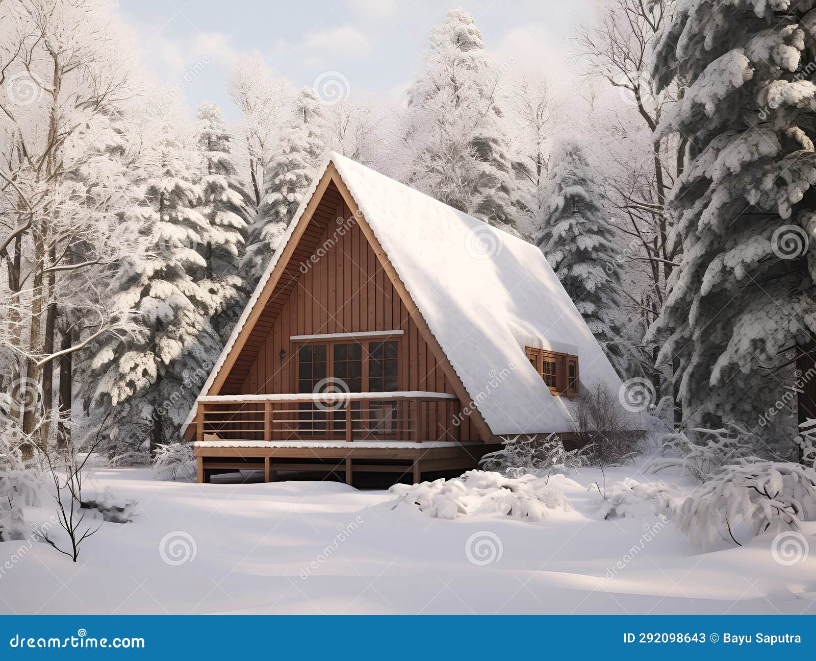 Triangular Cabin in Winter Snowy Forest, Ai Generative Stock ...