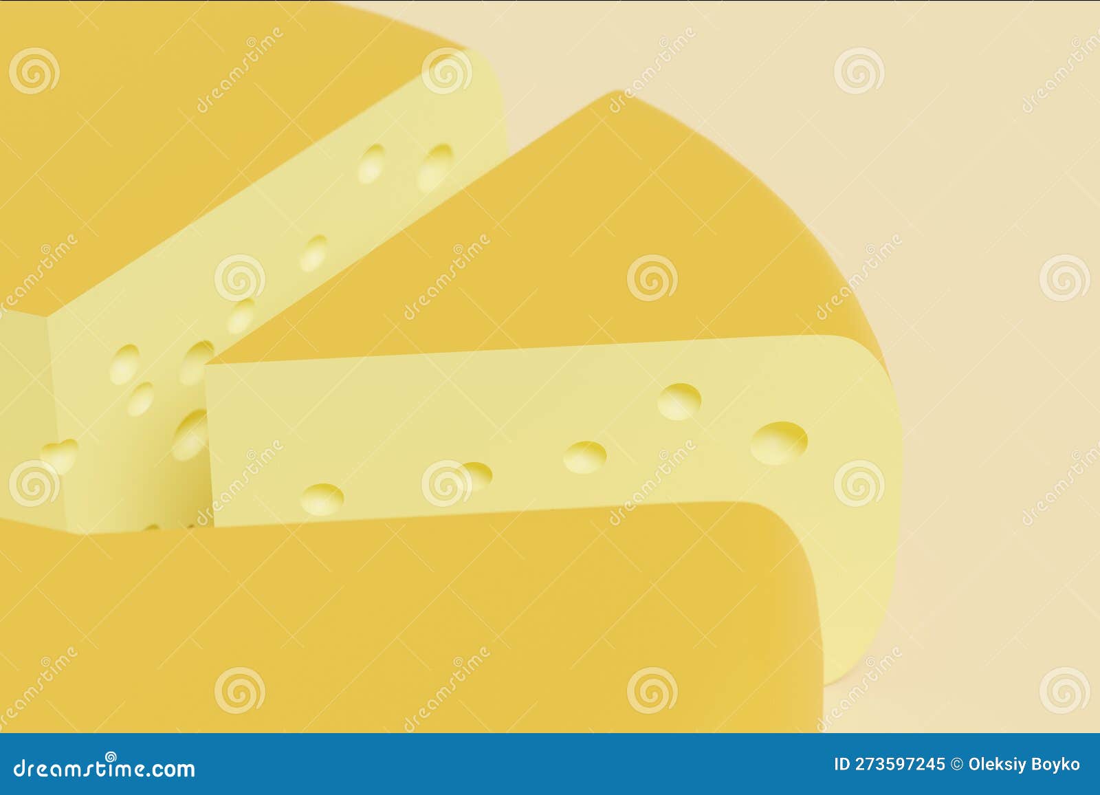 Triangular Cheese Piece Close-up, 3d Rendering. Cheese, Dairy Products ...