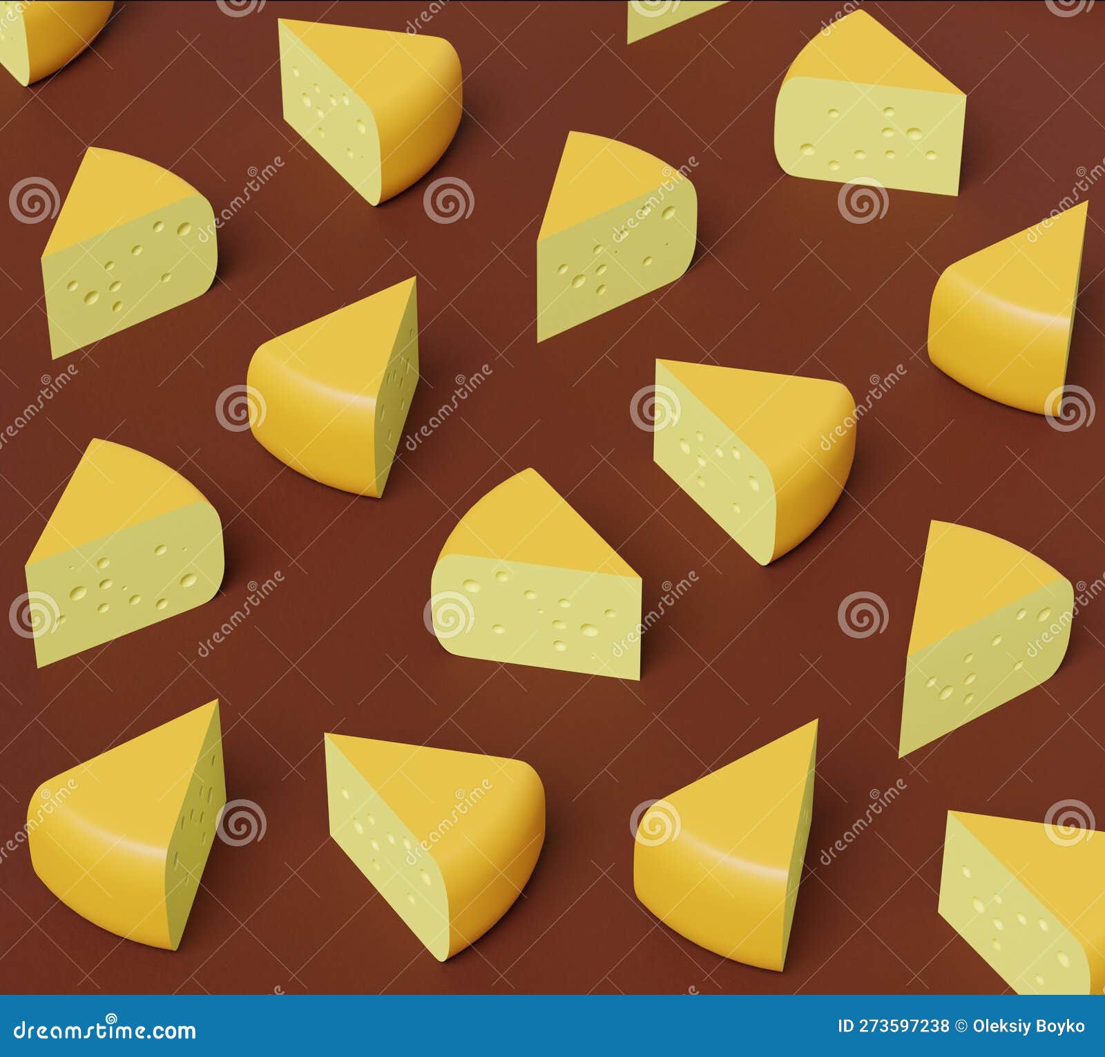 Triangular Cheese Pieces with Holes, 3d Rendering. Cheese, Dairy ...