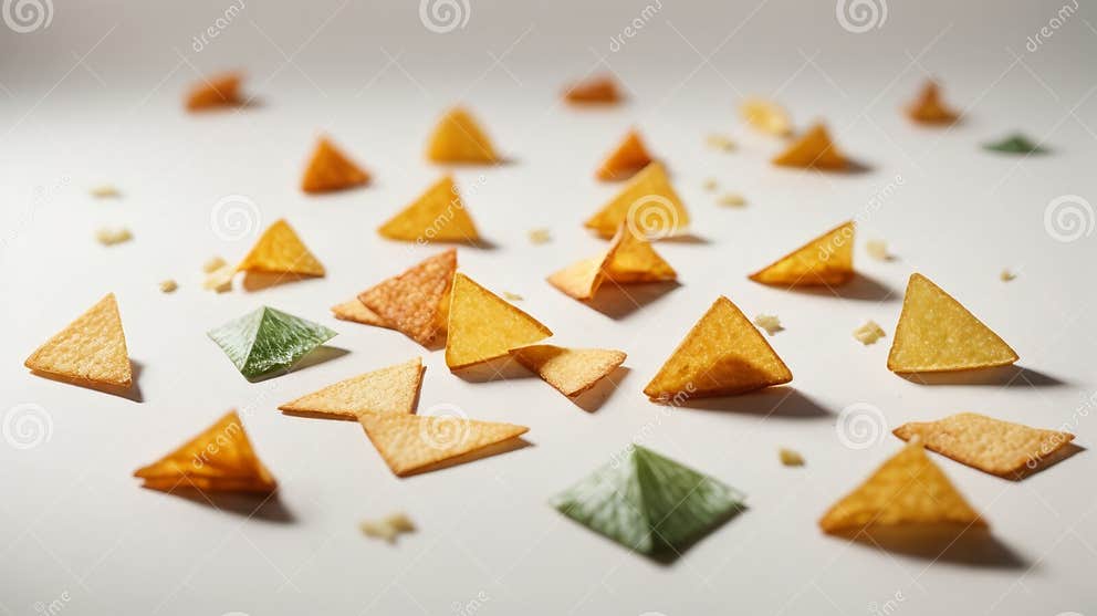 Triangular Chips Set on White Background, Isolated. the View from Top ...