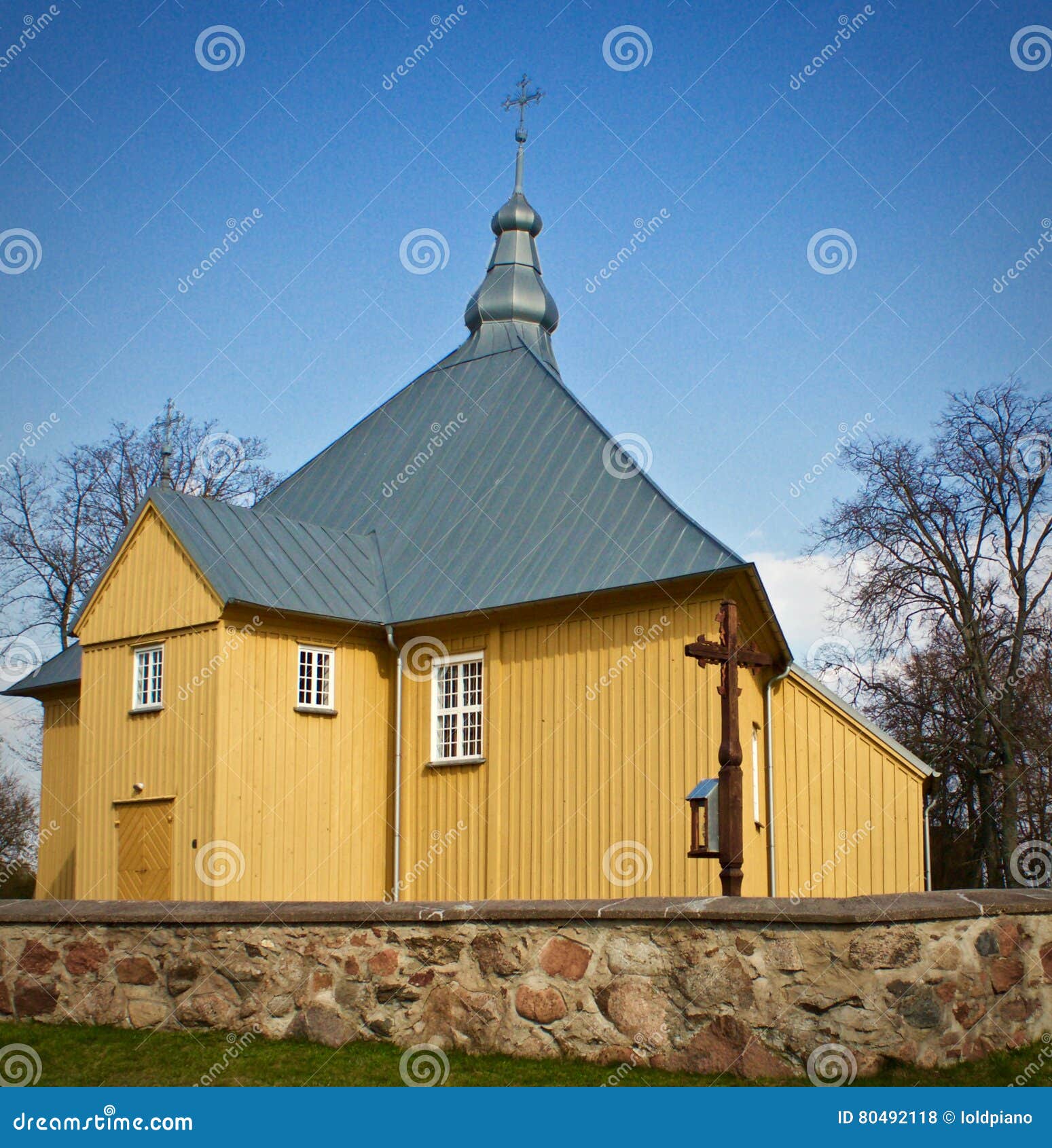 Triangular Church in Lithuania Stock Photo - Image of white, yellow ...