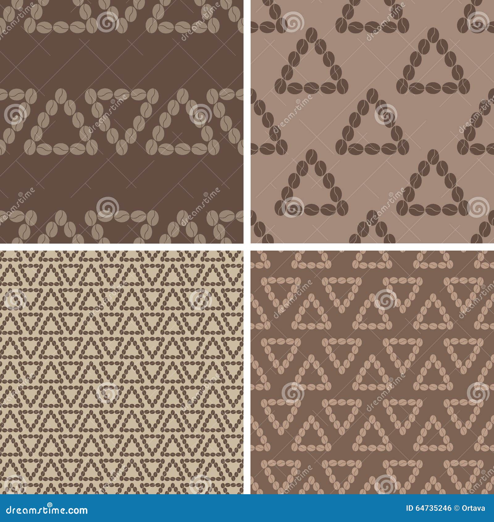 Triangular Coffee Seamless Patterns Set Stock Vector - Illustration of ...