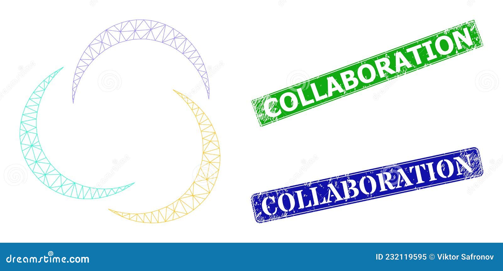 Rubber Collaboration Imprints and Triangle Mesh Collaboration Icon ...