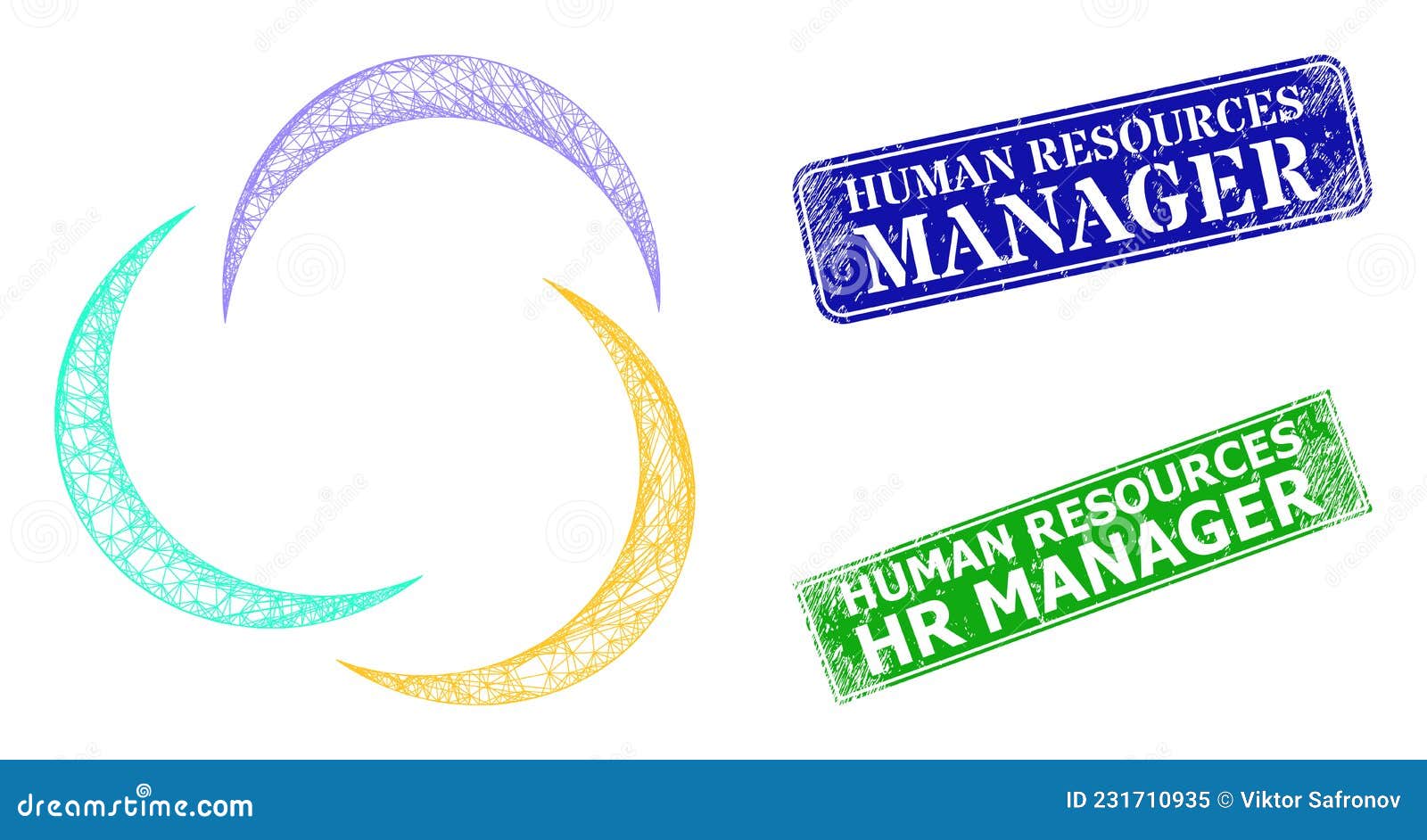 Grunged Human Resources Manager Stamp Seals and Triangle Mesh ...