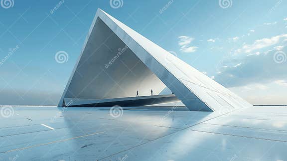 Triangular Concrete Structure Against Blue Sky in High-Resolution 3D ...