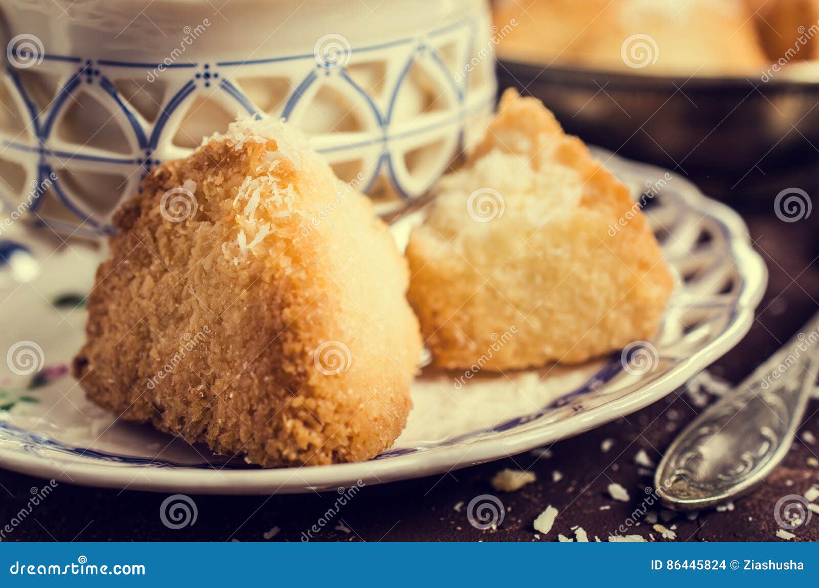 Triangular Cookies with Coconut Stock Photo - Image of food, pile: 86445824