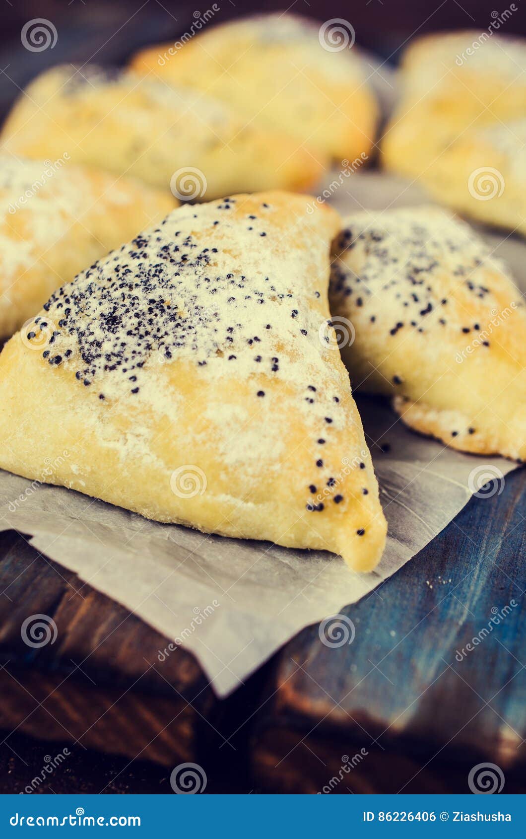 Triangular Cookies with Poppy Seeds Stock Photo - Image of hamantaschen ...