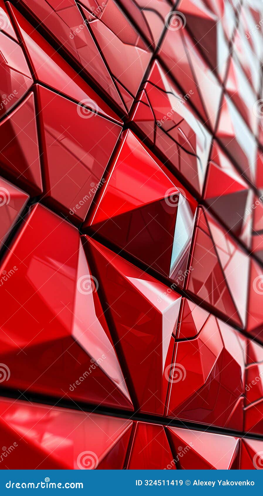 Triangular, 3D Wall Background with Tiles. Red, Tile Wallpaper with ...