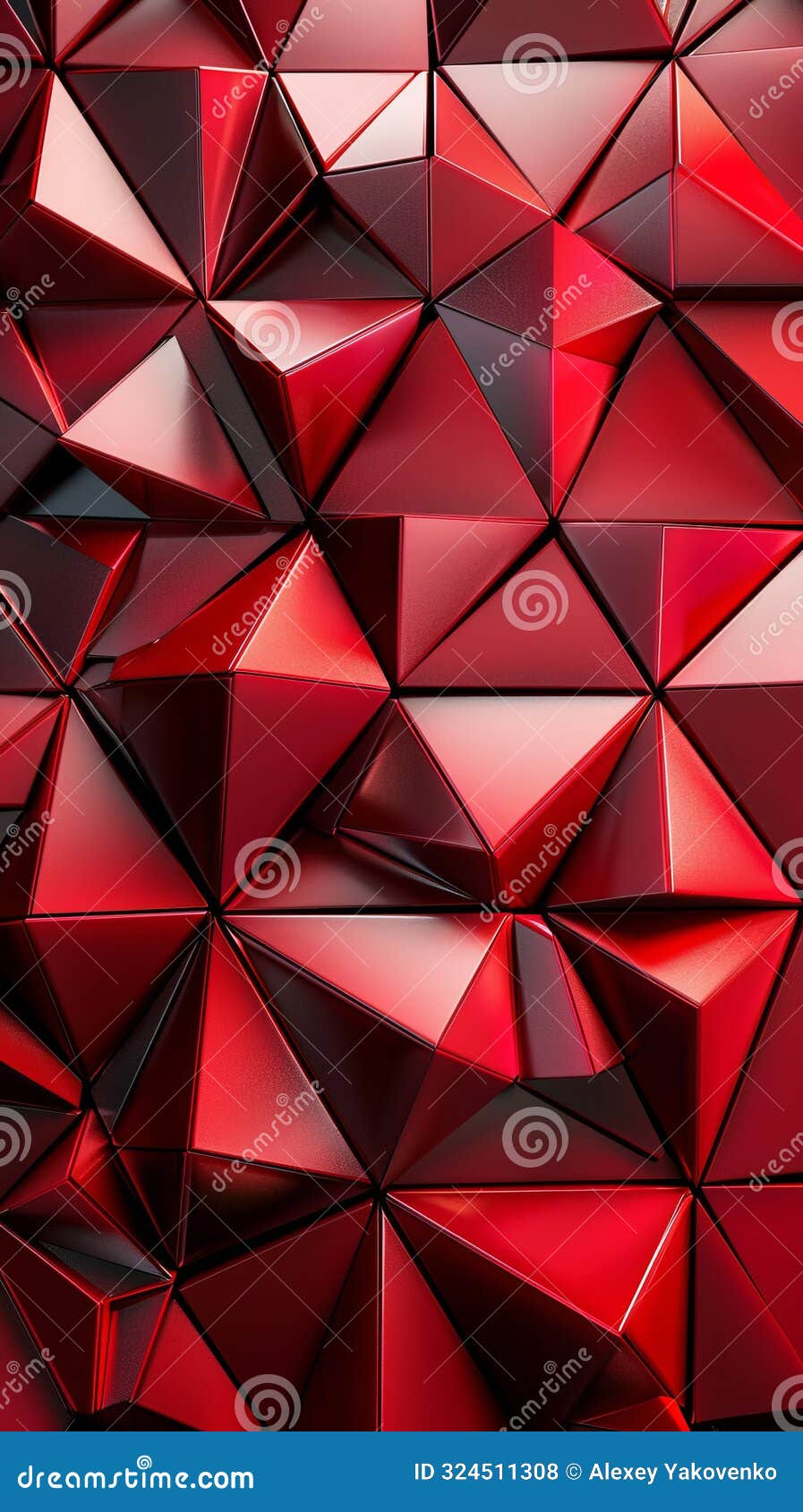 Triangular, 3D Wall Background with Tiles. Red, Tile Wallpaper with ...