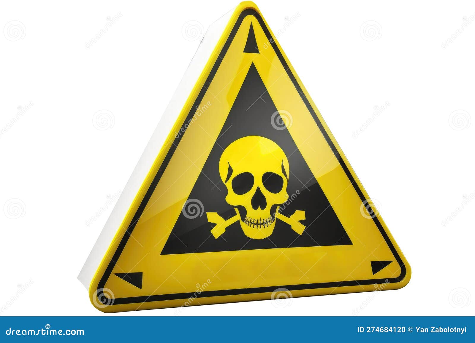 Triangular Danger Sign with Skull on Isolated Transparent Background ...