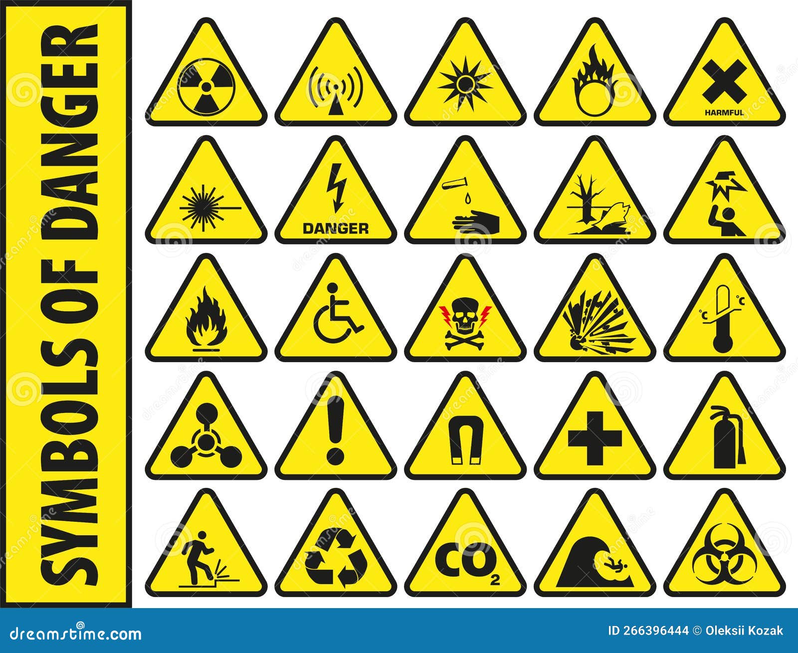 Triangular Danger Signs. Big Yellow Set. Vector Graphics Stock Vector ...