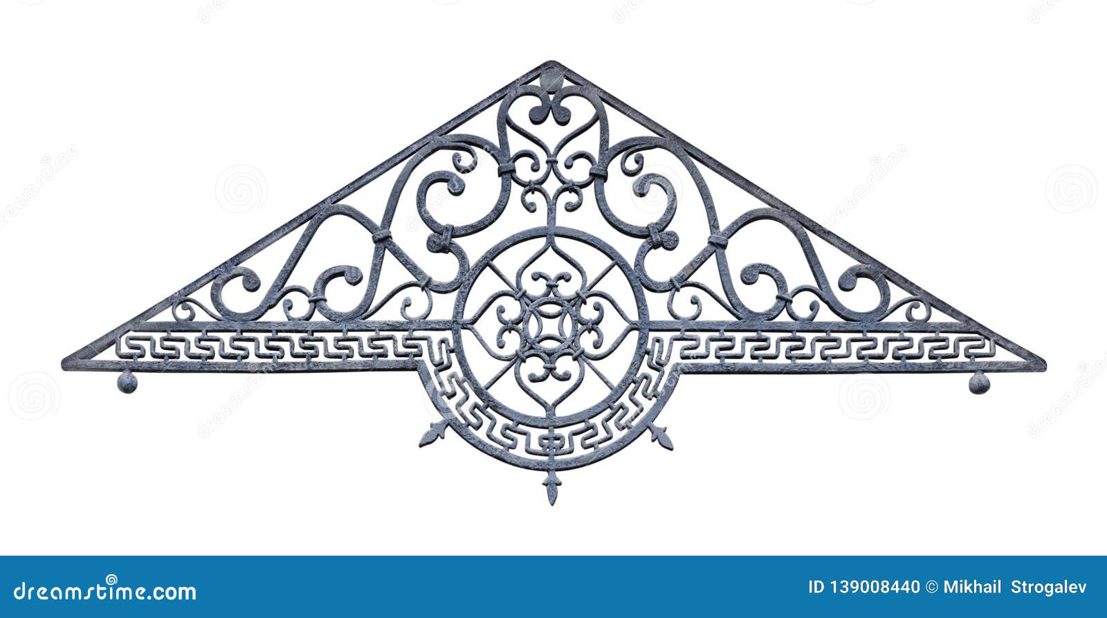 Triangular Decorative Lattice With A Pattern Of Curls Isolated On A