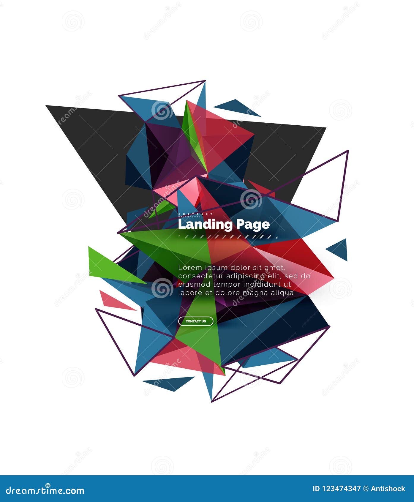 Triangular Design Abstract Background, Landing Page. Low Poly Style ...