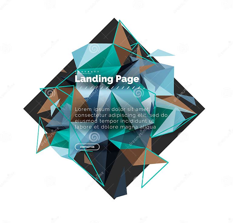 Triangular Design Abstract Background, Landing Page. Low Poly Style ...