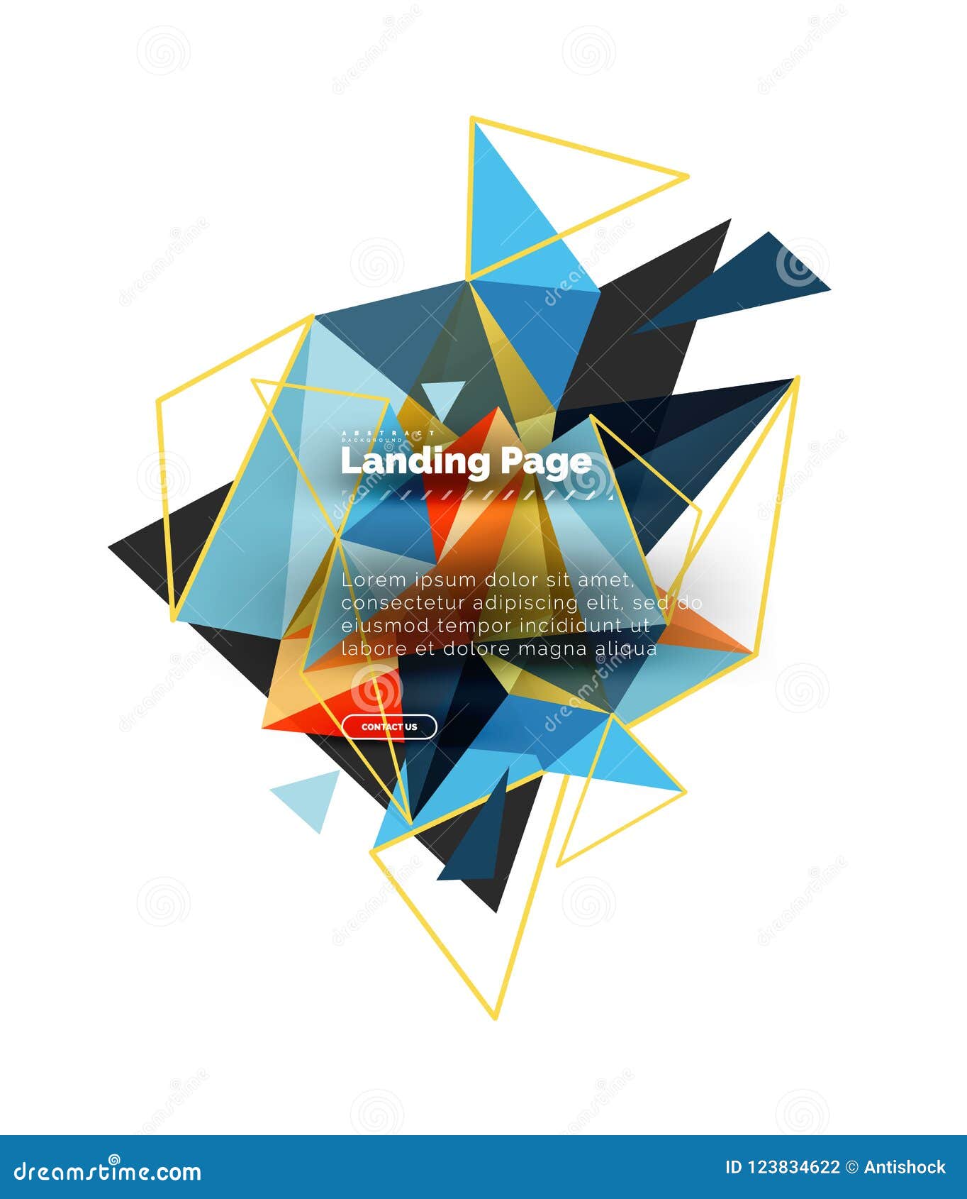 Triangular Design Abstract Background, Landing Page. Low Poly Style ...
