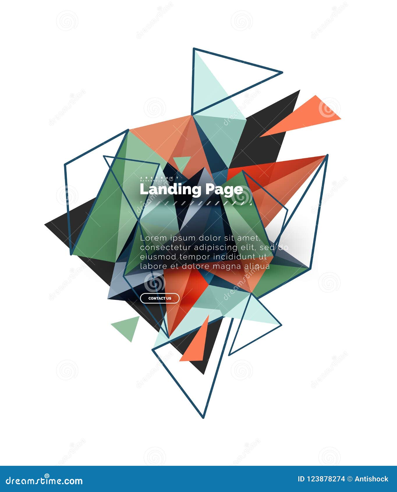 Triangular Design Abstract Background, Landing Page. Low Poly Style ...