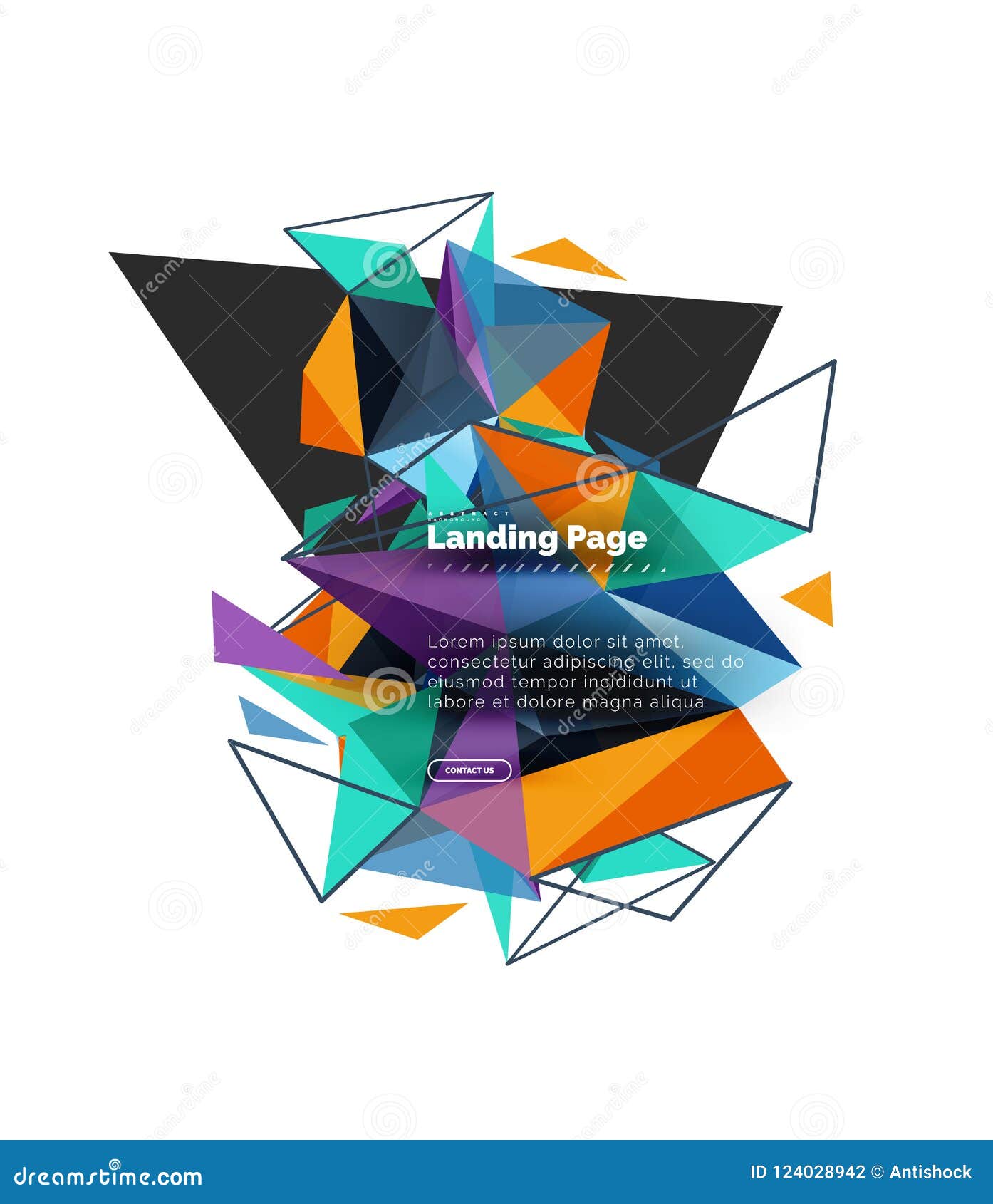 Triangular Design Abstract Background, Landing Page. Low Poly Style ...