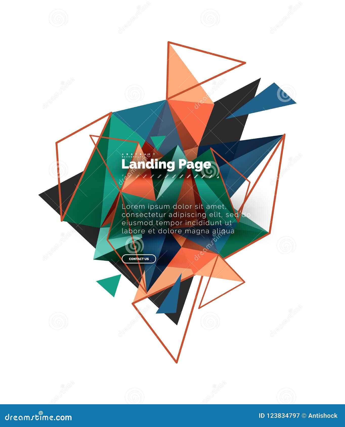Triangular Design Abstract Background, Landing Page. Low Poly Style ...