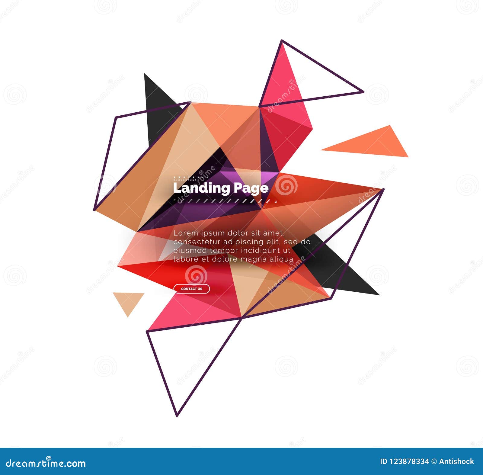 Triangular Design Abstract Background, Landing Page. Low Poly Style ...