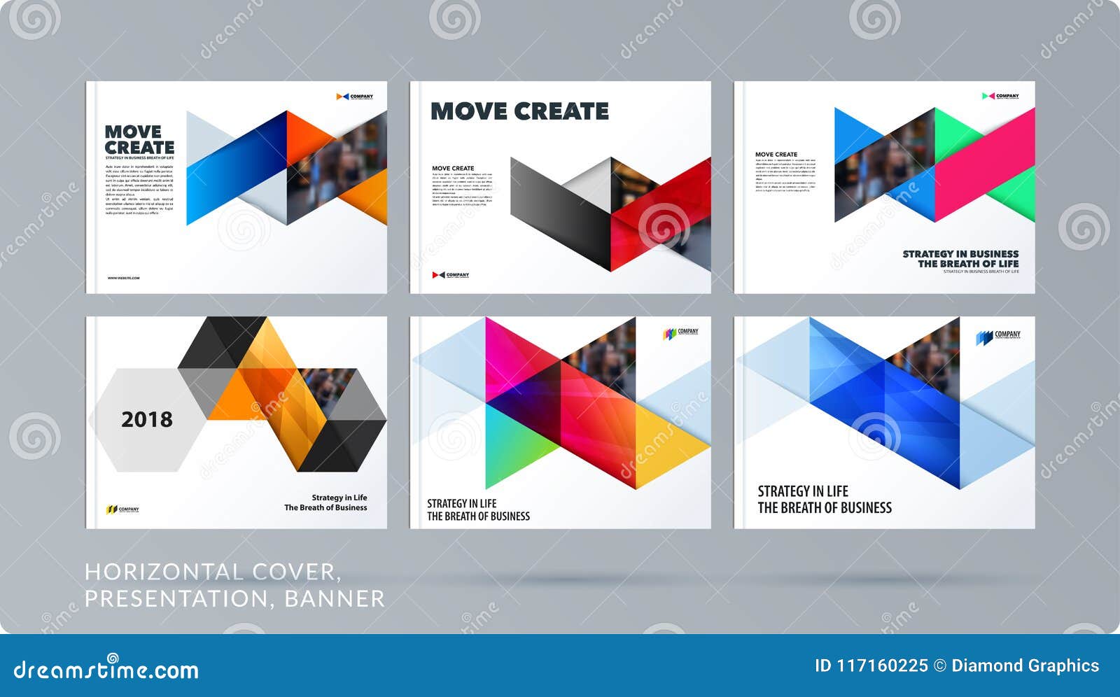 Triangular Design Presentation Template with Colourful Rectangles ...