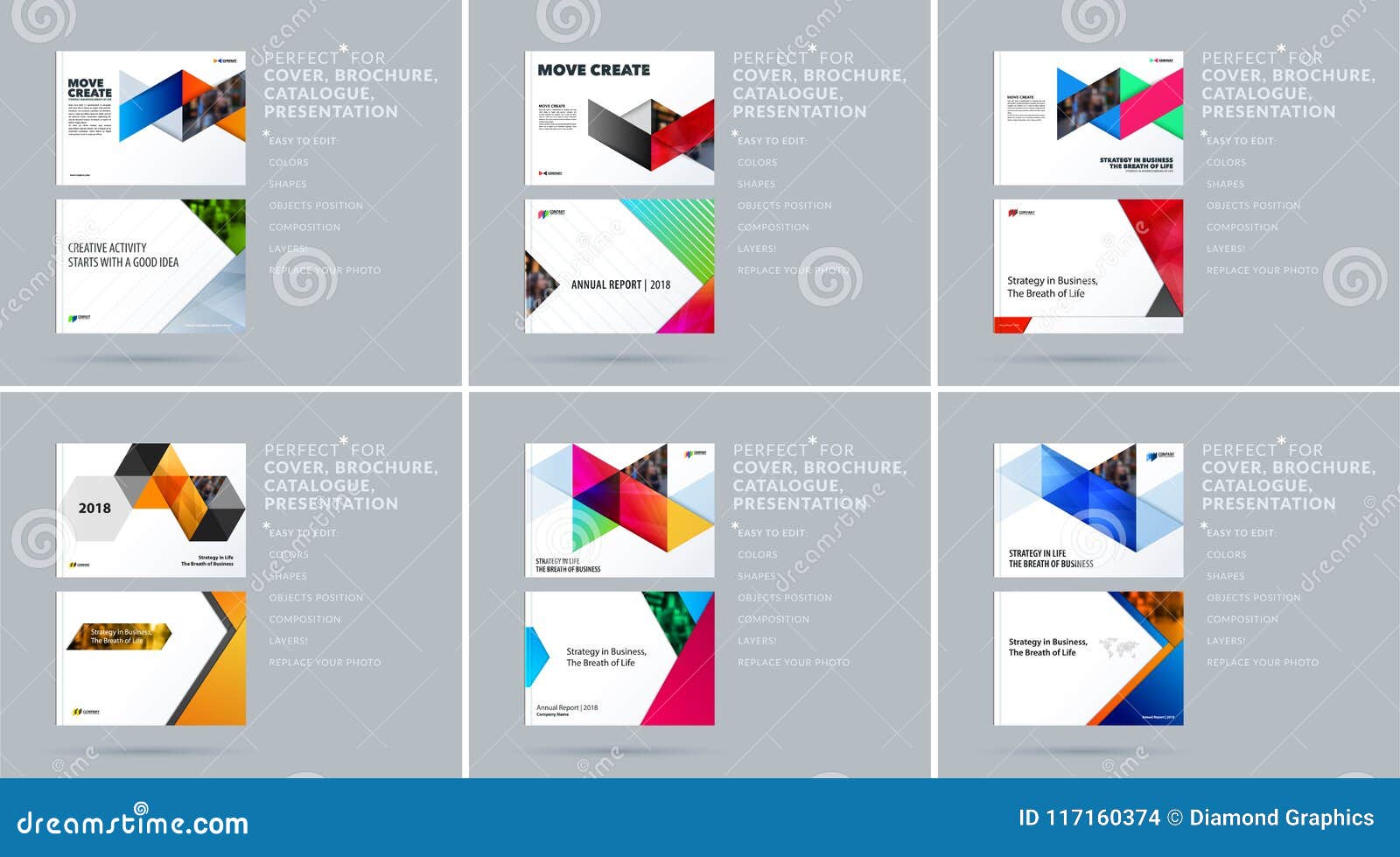 Triangular Design Presentation Template with Colourful Rectangles ...
