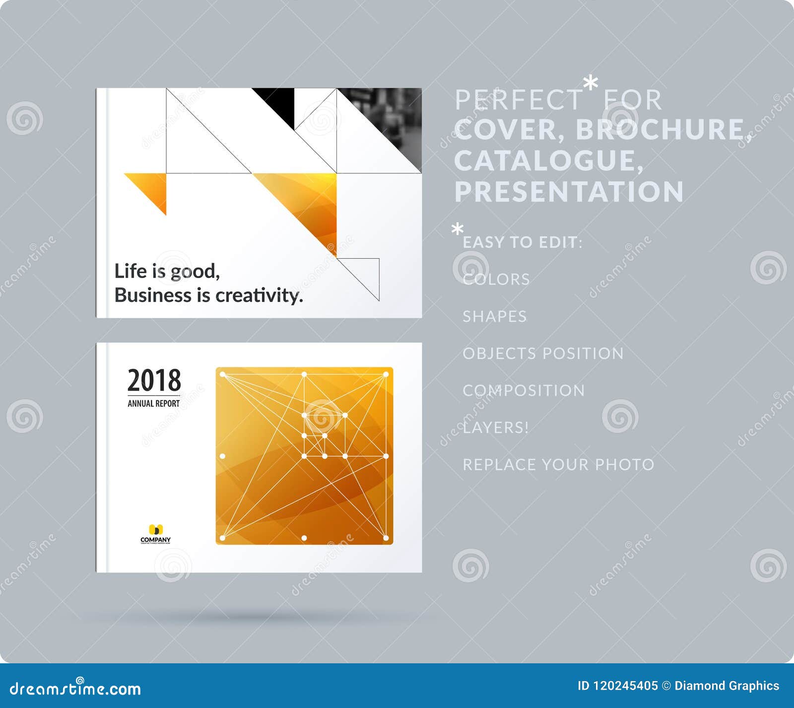 Square Design Presentation Template with Colourful Triangles and ...