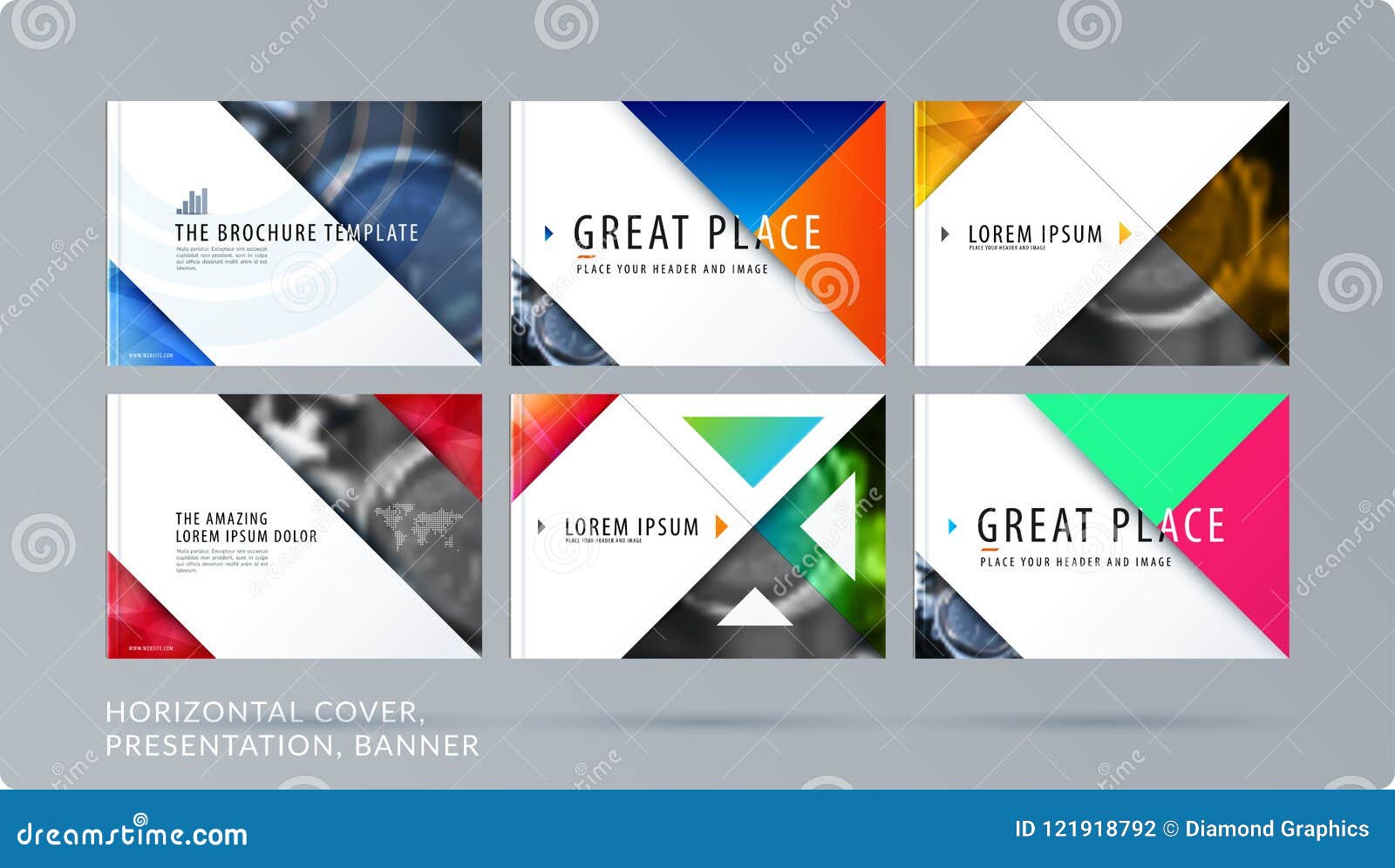 Triangular Design Presentation Template with Colourful Triangles and ...