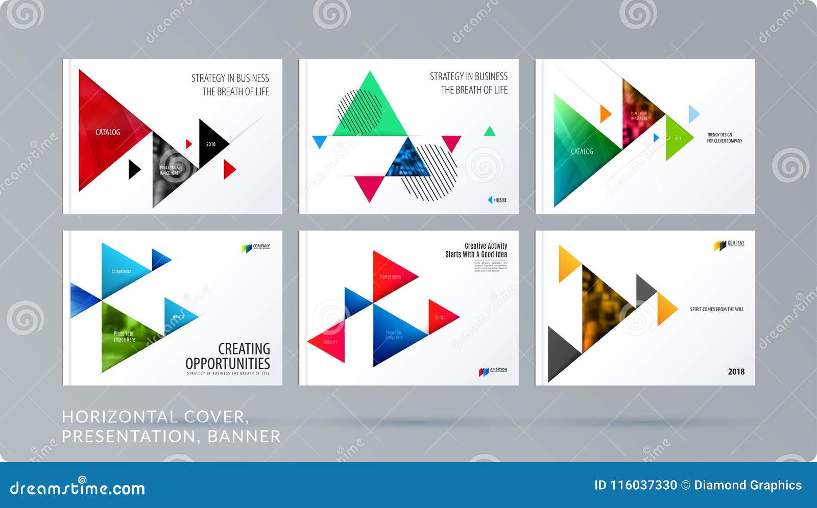 Triangular Design Presentation Template with Colourful Triangles ...