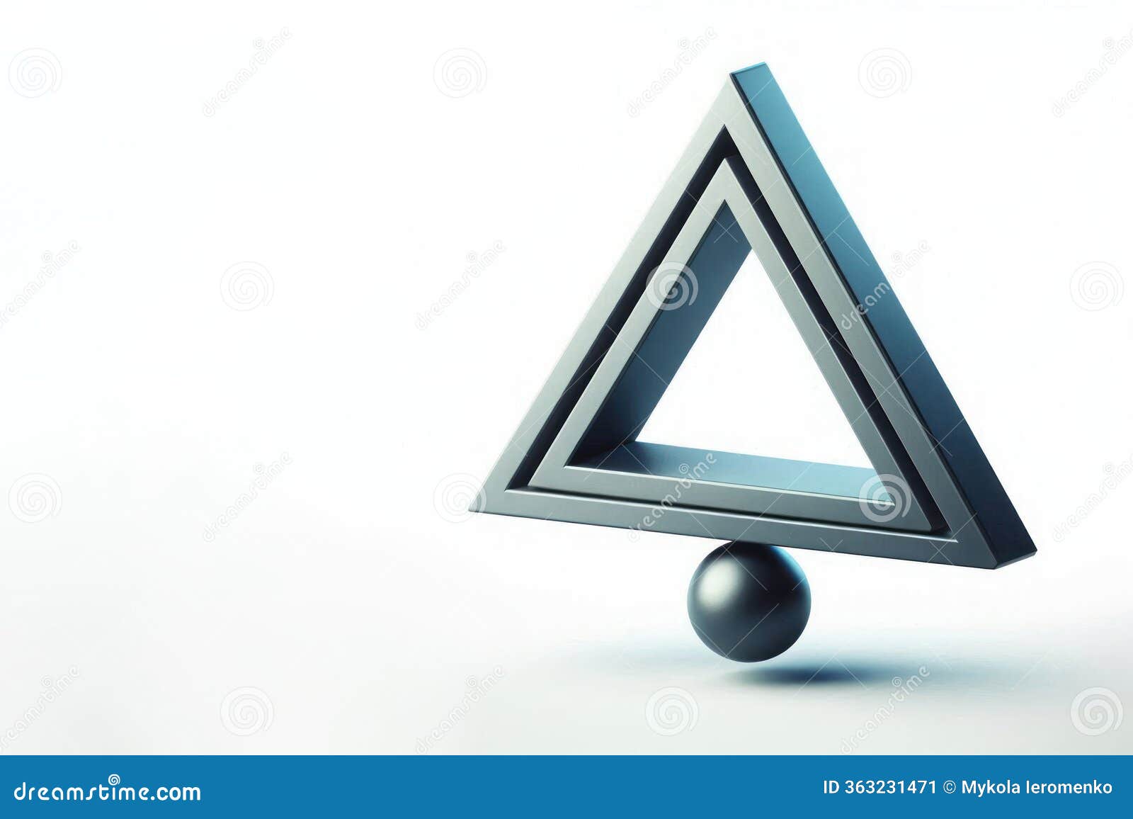 A Triangular Figure is Balancing on a Ball. Space for Text. Stock Image ...