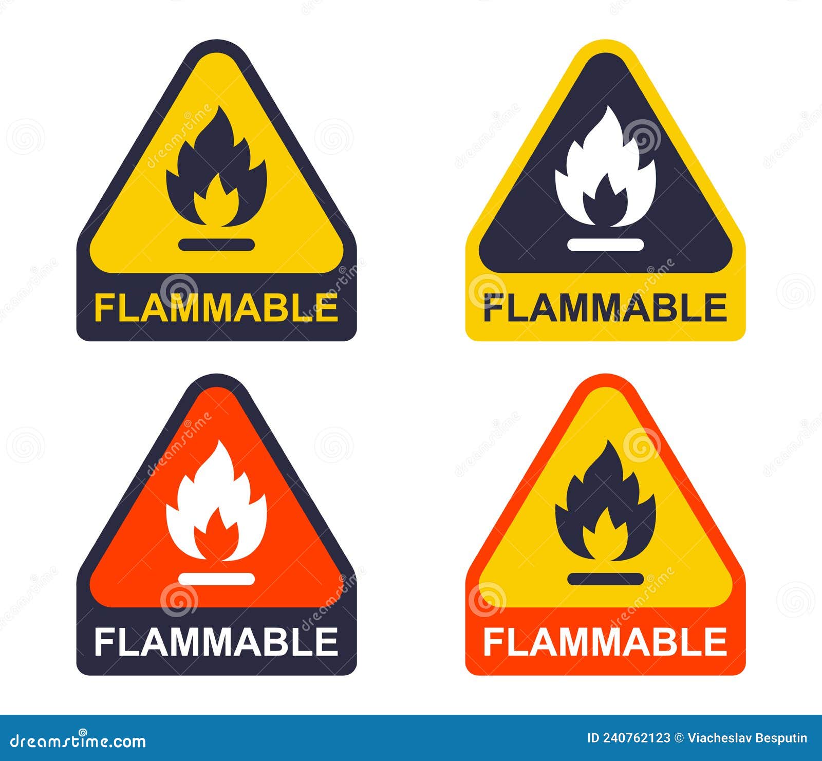 Triangular Fire Warning Sign Vector Illustration | CartoonDealer.com ...
