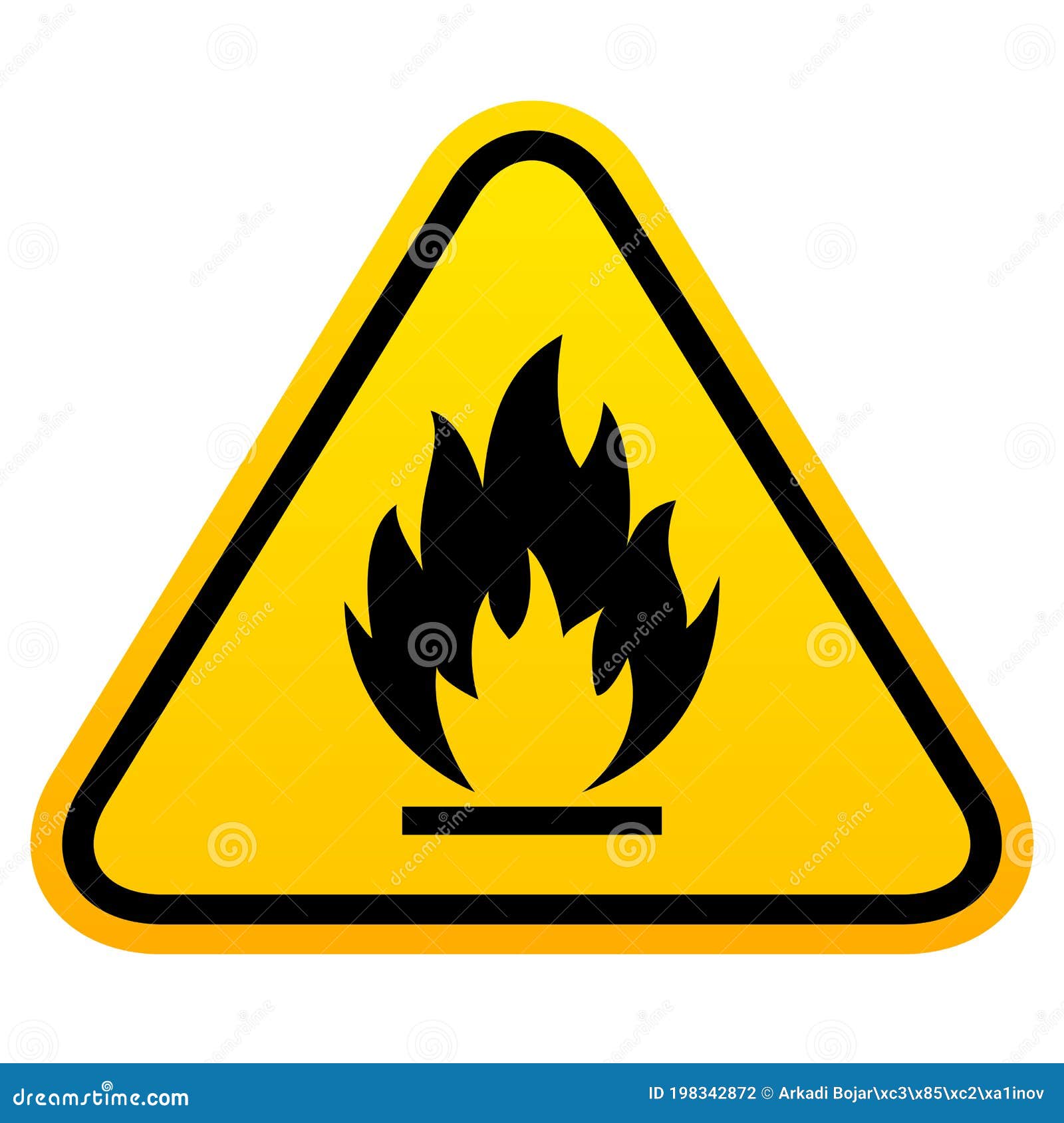 Triangular Fire Warning Sign Stock Vector - Illustration of fire ...