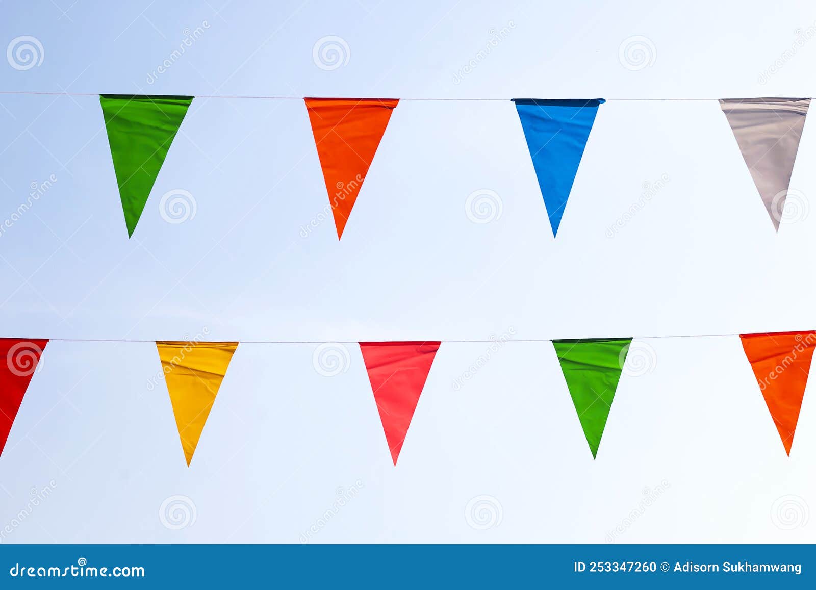 Triangular Flag in a Colorful Celebration Stock Photo - Image of blue ...