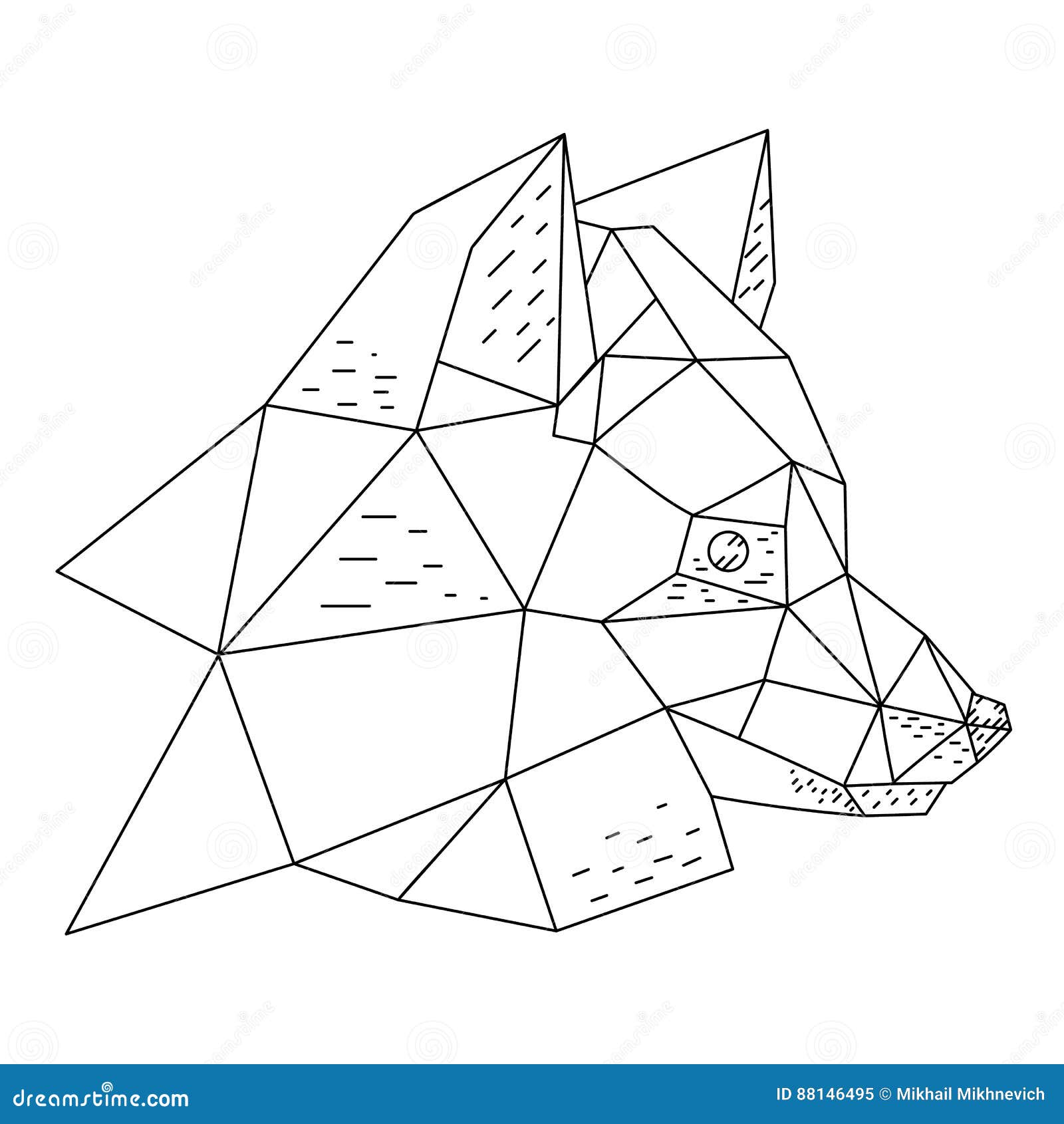 Triangular Fox Hand Drawn Illustration Stock Vector - Illustration of ...