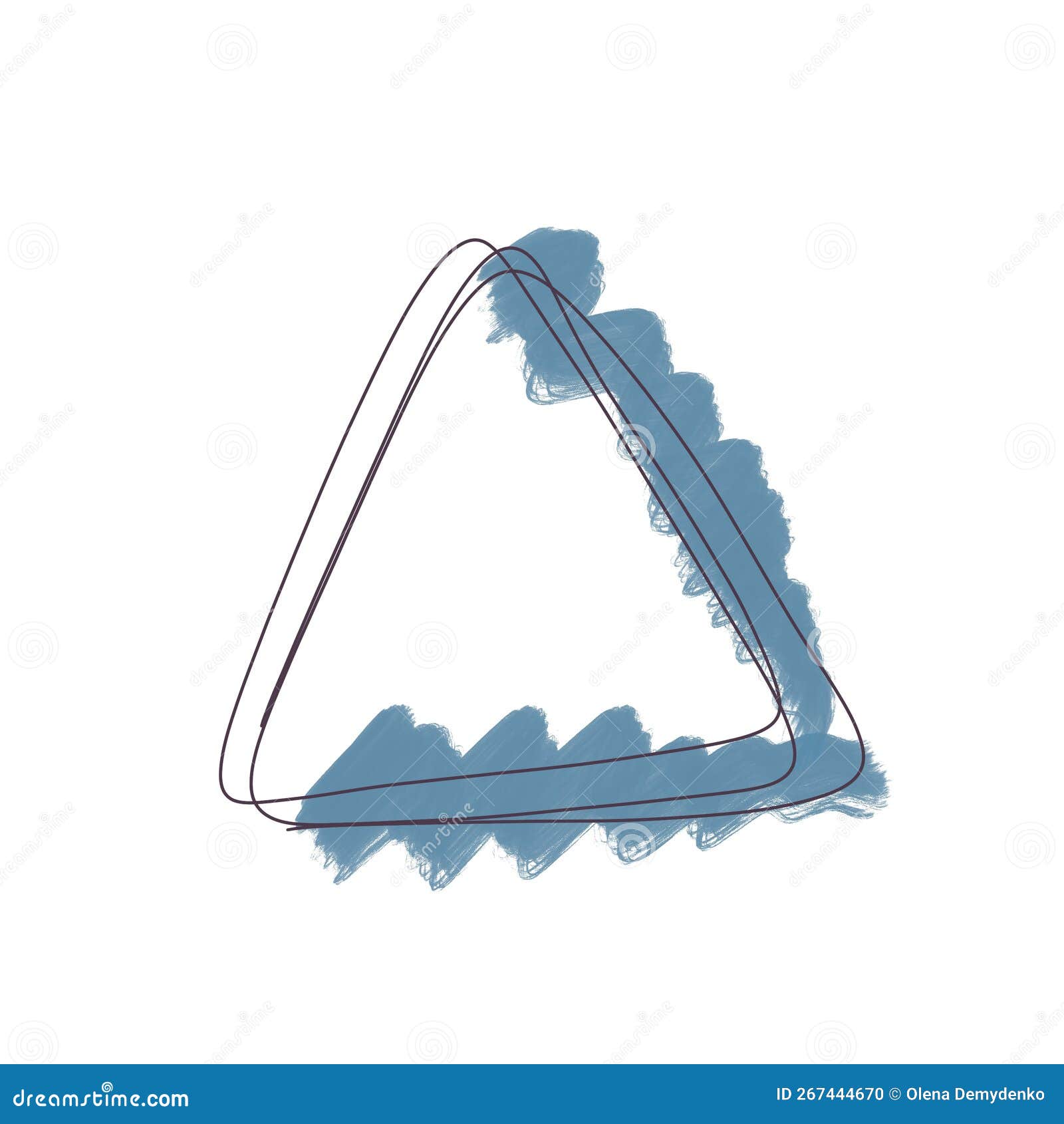 Triangular Frame from Line with Aquarelle Stroke. Blue Spot. Thin Line ...