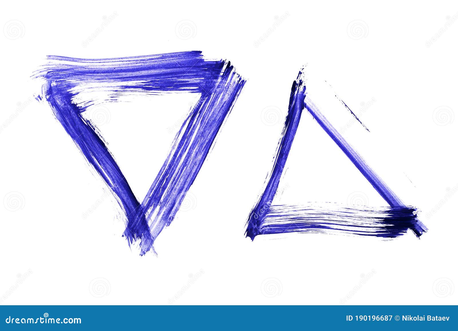 Triangular Frames for Text or Photo in Blue Carelessly Drawn with Paint ...