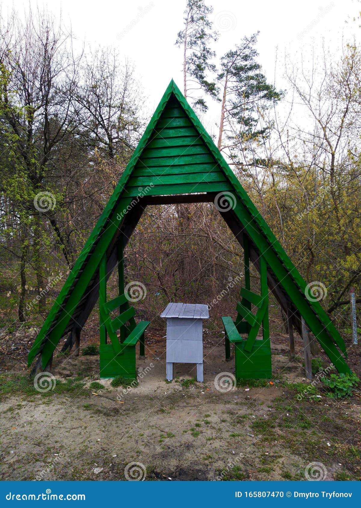 Triangular Gazebo, Resting Place, Stop at the Highway Stock Photo ...