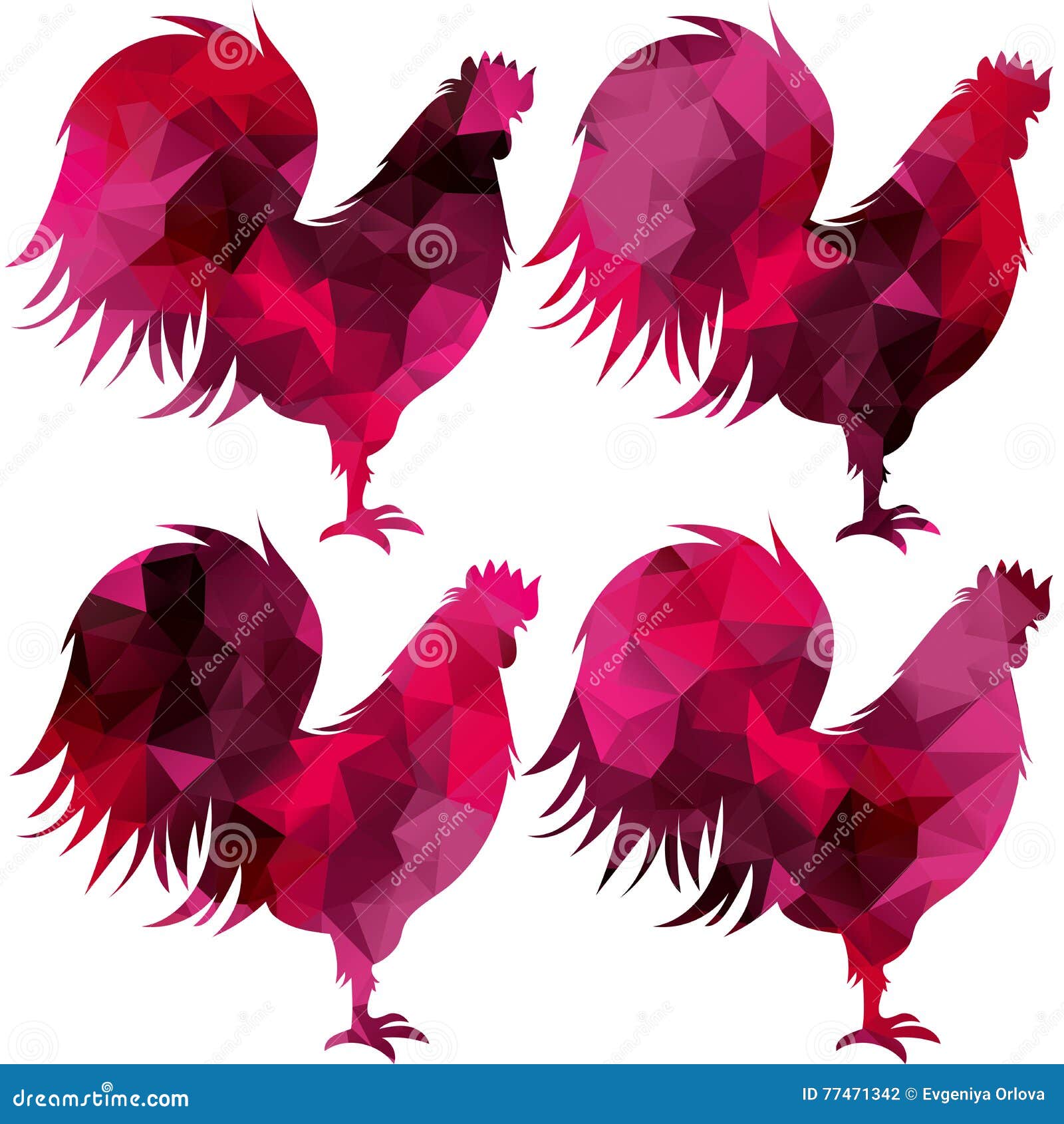 Rooster, Triangular Geometric Polygonal Roosters, Illustration Of On ...
