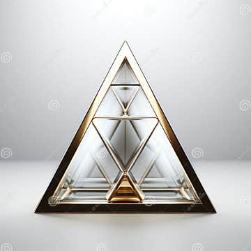 A Triangular Glass Display Case with a Gold Frame. Stock Illustration ...